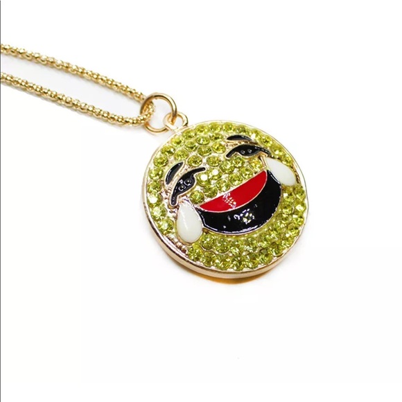 Jewelry | Crystal Laughing Smiley Face Emoji Necklace | Poshmark